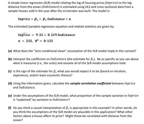 solved a simple linear regression slr model relating the