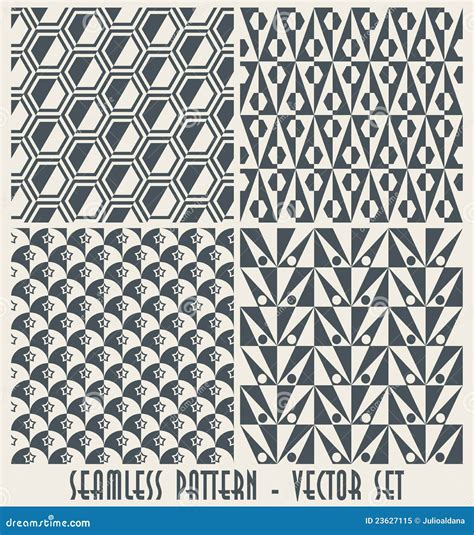 Set Of Four Monochrome Geometrical Patterns Stock Vector Illustration Of Chinese Floral 23627115