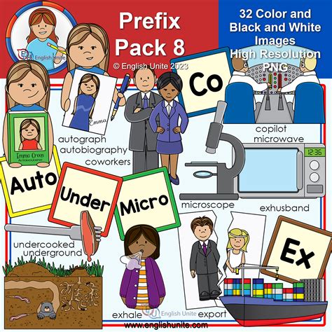 Clip Art Prefix Pack 8 Auto Co Ex Micro And Under Made By Teachers
