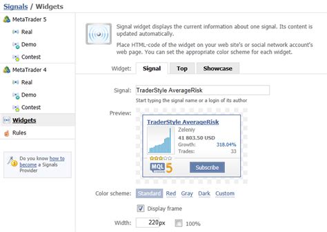 Metatrader 4 And Metatrader 5 Trading Signals Widgets Mql5 Articles
