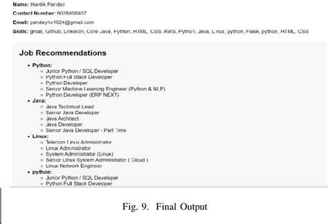 Figure 9 From Resume Parser And Job Recommendation System Using Machine Learning Semantic Scholar