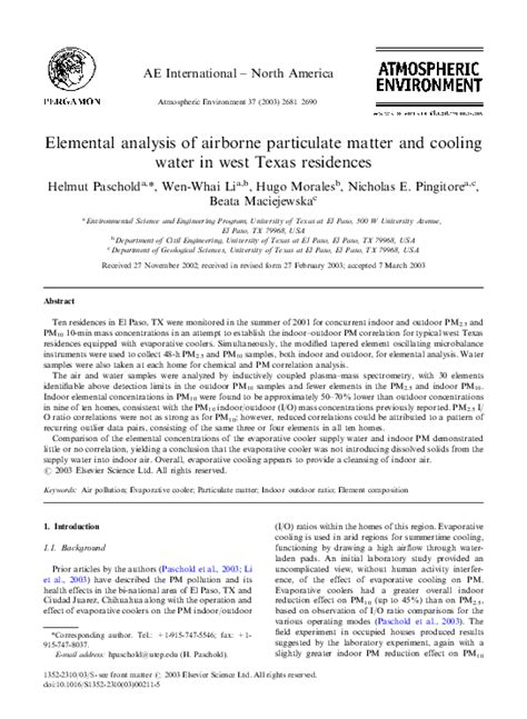 Pdf Elemental Analysis Of Airborne Particulate Matter By Ed Xrf