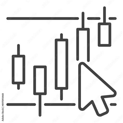 Mouse Cursor On Candlestick Chart Vector Icon Or Symbol In Thin Line Style Stock Vector Adobe