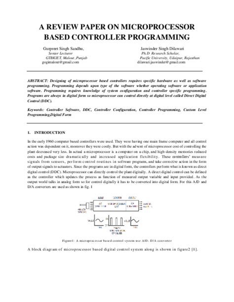Pdf A Review Paper On Microprocessor Based Controller Programming