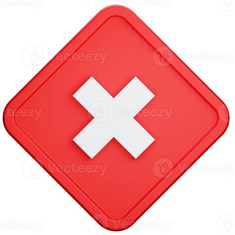 3d Render Of Reject Square Button 51098738 Png