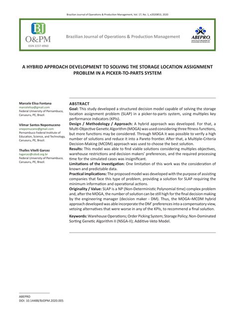 Pdf A Hybrid Approach Development To Solving The Storage Location