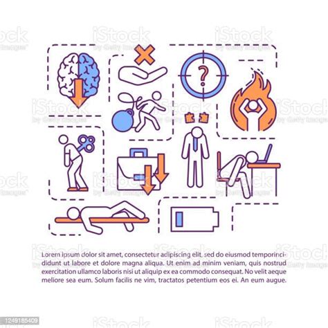 텍스트와 동기 부여 개념 아이콘의 부재 불안 낮은 에너지 생산성을 향상시췄습니다 Ppt 페이지 벡터 템플릿입니다 브로셔 잡지 선형 일러스트가 있는 소책자 디자인 요소 과로에