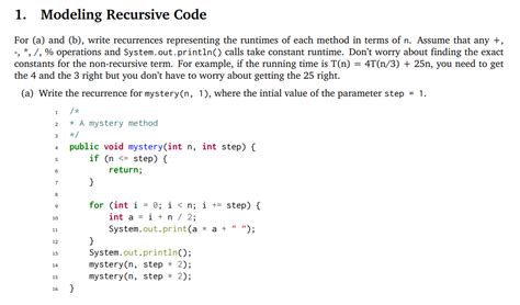 1 Modeling Recursive Code For A And B Write