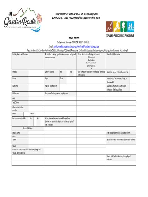 Fillable Online Epwp Unemployment Application Database Form Fax Email Print Pdffiller
