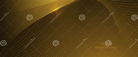 Illustration Vector Abstract Wave Flow Line Motion Pattern And Particle Dot On Gold Color