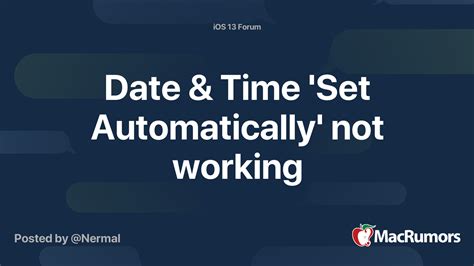 Date And Time Set Automatically Not Working Macrumors Forums
