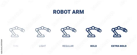Robot Arm Icon Thin Light Regular Bold Black Robot Arm Icon Set From Automation And High