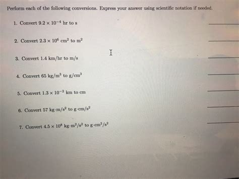Solved Perform Each Of The Following Conversions Express Chegg Com