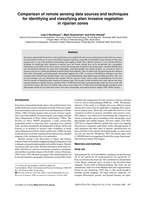 Pdf Comparison Of Remote Sensing Data Sources And Techniques For