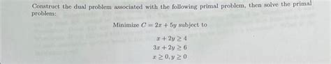 Solved Construct The Dual Problem Associated With The Chegg