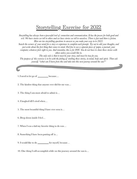 Storytelling Exercise — Universal Ethical Love Mental Health And Relationship Coaching For All