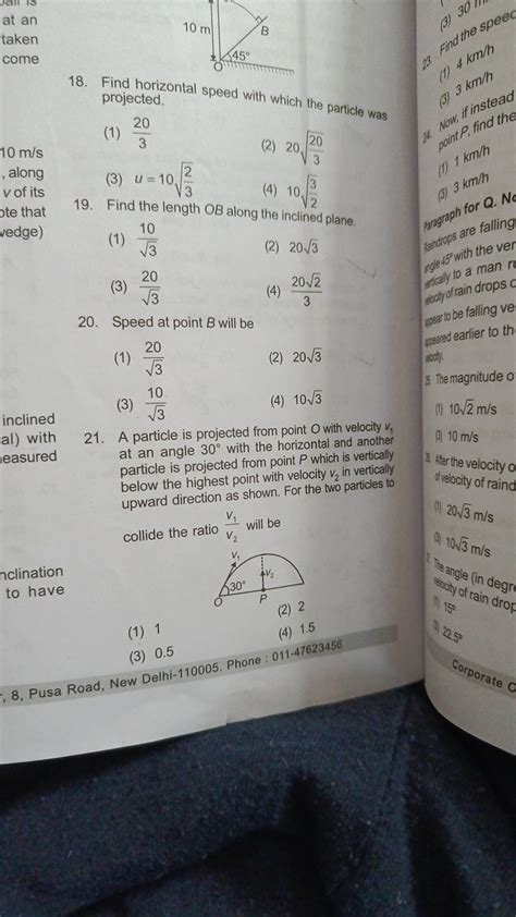 find horizontal speed with which the particle was projected filo