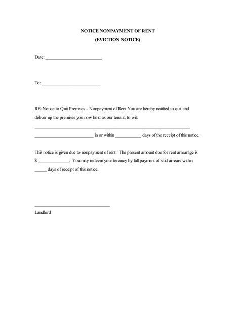 Notice Nonpayment Of Rent Eviction Notice Form Fill Out Sign
