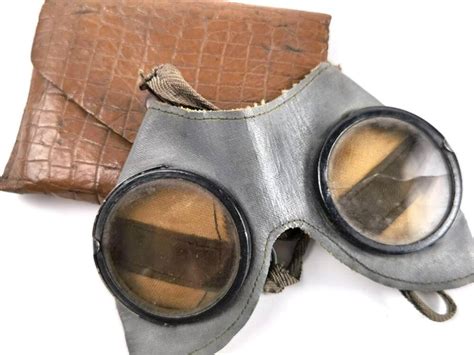 Allgemeine Schutzbrille Wehrmacht In Kunstlederhülle Getragenes Stüc