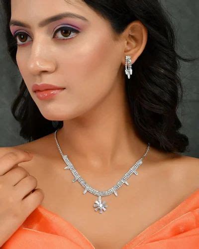 Brass Cubic Zirconia Necklace Set At ₹ 750set In Jaipur Id
