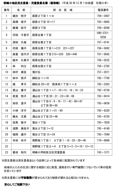 民生委員・児童委員が改選されました。 明峰コミュニティ協議会