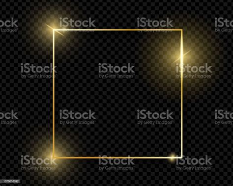 골드 반짝 빛나는 빈티지 프레임 투명 한 배경에 고립 된 그림자와 함께 골든 럭셔리 현실적인 사각형 테두리입니다 벡터 일러스트 레이 션 0명에 대한 스톡 벡터 아트 및 기타