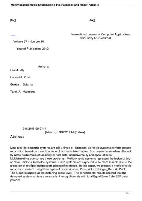 Pdf Multimodal Biometric System Using Iris Palmprint And Finger Knuckle