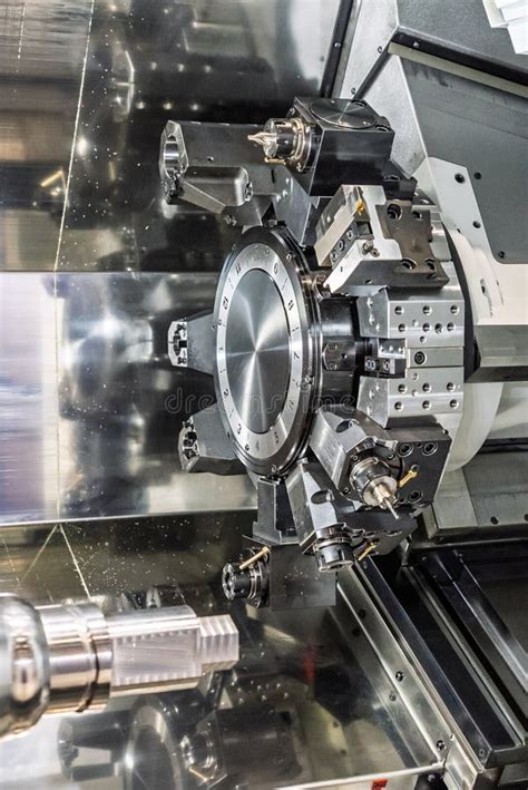 Inside View Of A Cnc Machine Cnc Lathe Interiorcnc Machine The Cnc Lathe Machine Or Turning