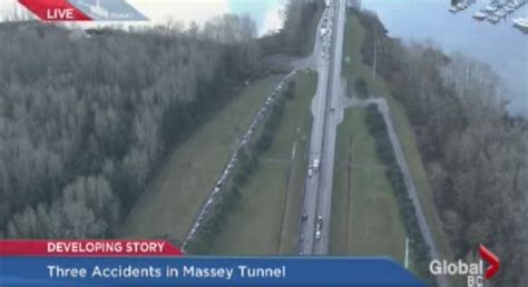 Three Accidents Cause Traffic Chaos At The Massey Tunnel Bc