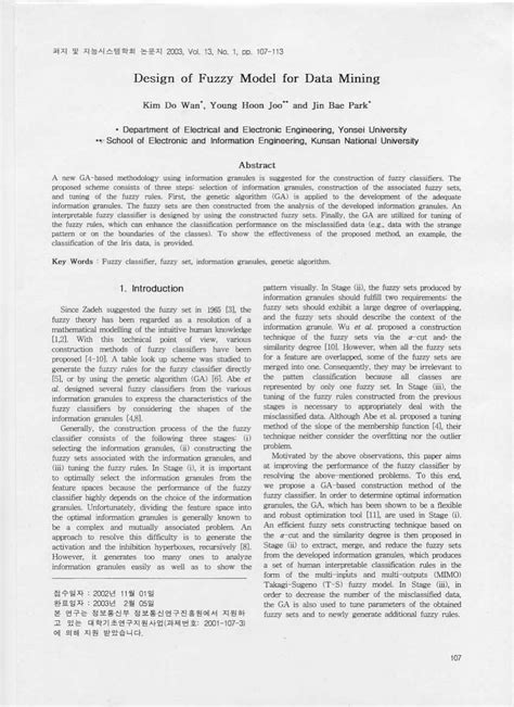 Pdf Design Of Fuzzy Model For Data Mining