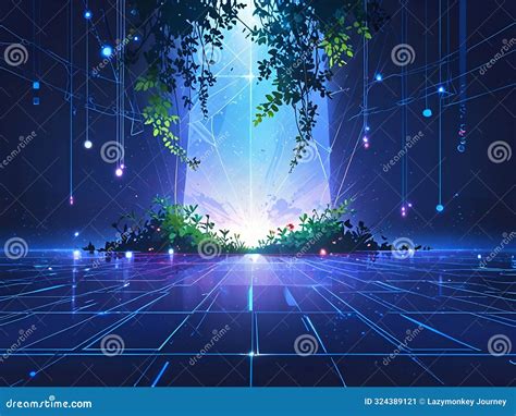 Abstract Digital Evolution Seedling Growth In Futuristic Stock Illustration Illustration Of