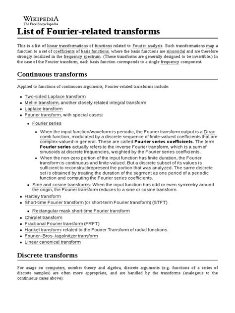list of fourier related transforms pdf