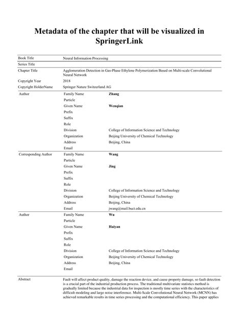 Pdf Agglomeration Detection In Gas Phase Ethylene Polymerization Based On Multi Scale