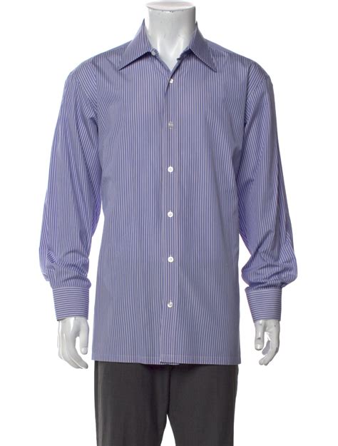 Charvet Striped Long Sleeve Dress Shirt Blue Dress Shirts Clothing