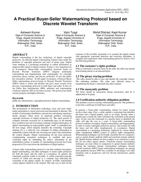 Pdf A Practical Buyerseller Watermarking Protocol Based On Discrete Wavelet Transform