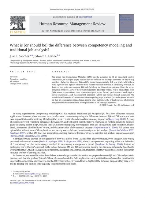 PDF What Is Or Should Be The Difference Between Competency Modeling And Traditional Job