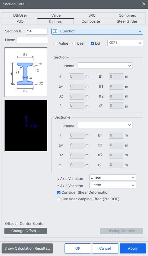 Section Properties Tapered Midas Support