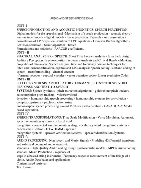speech processing pdf signal processing algorithms