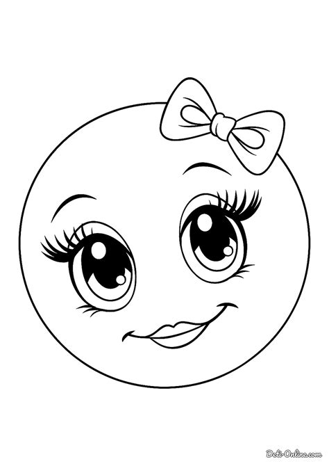 Раскраска Милая девочка смайлик распечатать раскраски для детей