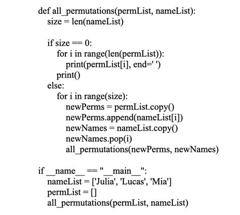 Solved Given The Solution To All Permutations Of Names You Chegg