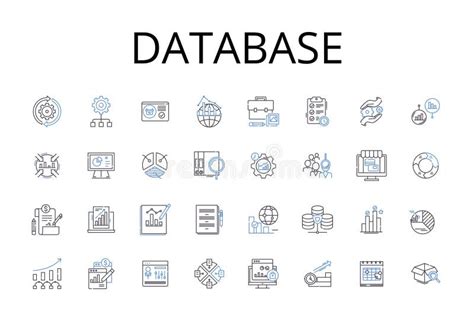 Database Line Icons Collection Data Storage System Data Management Software Digital