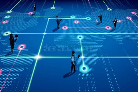 Business People Connected Across Digital World Map Symbolizing