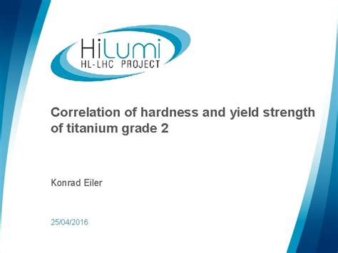 Correlation Of Hardness And Yield Strength Of Titanium