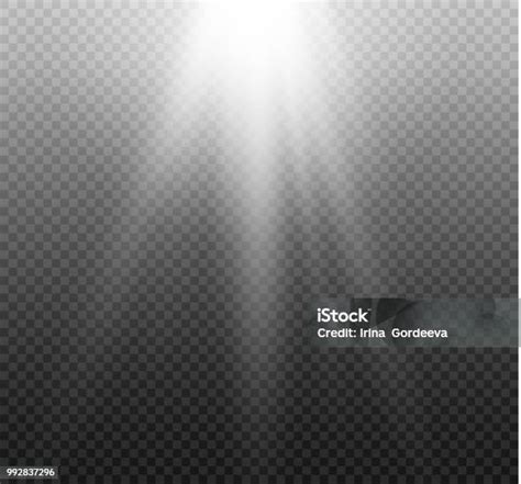 투명 한 배경에 흰색 빛나는 빛 버스트 폭발 와 벡터 일러스트 레이 션 효과 장식입니다 밝은 별 반투명 빛나는 태양 밝은 플레어 센터 역동적인 플래시 나이트클럽에 대한 스톡