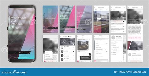 design of mobile app ui ux gui stock vector illustration of page