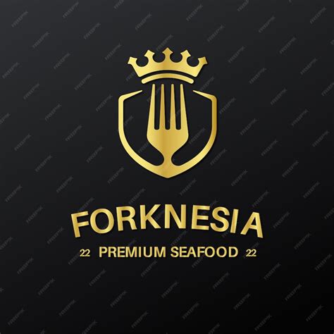 Логотип еды золотого цвета с логотипом ресторана Премиум векторы