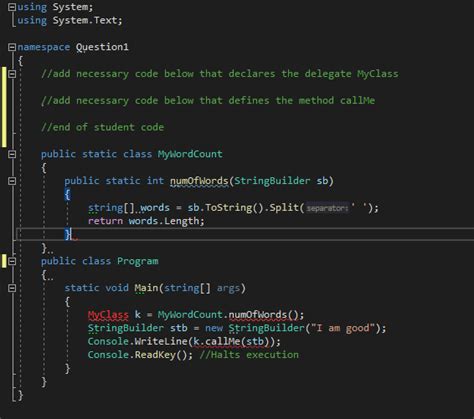 Solved In The Program Below Myclass Is A Delegate Define A