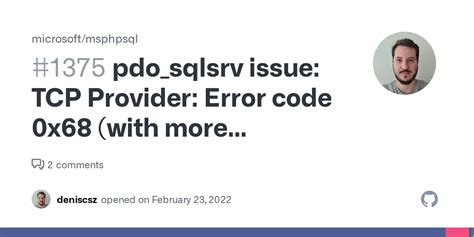 Pdosqlsrv Issue Tcp Provider Error Code 0x68 With More Detailed Info · Issue 1375