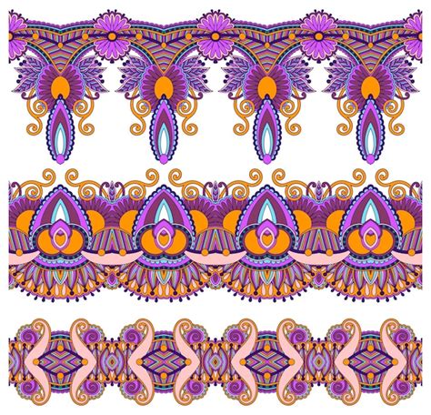 원활한 장식 꽃 줄무늬의 컬렉션 프리미엄 벡터