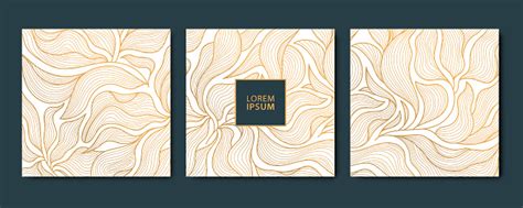 나뭇잎 고급 황금 사각형 카드의 벡터 세트 소셜 그물 식물 현대 아르 데코 벽지 배경에 대한 게시물 템플릿 패턴 인쇄용 질감 패브릭 패키지 디자인 금색에 대한 스톡 벡터